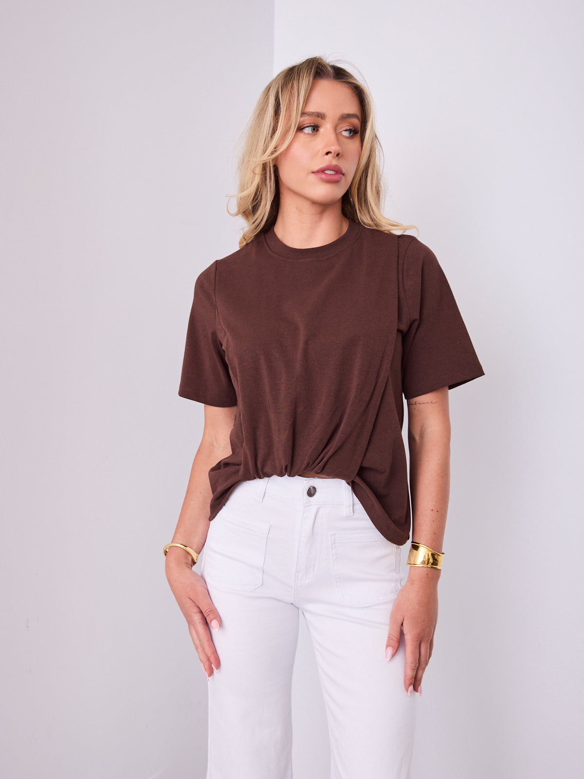 AMBER TUCK TEE - CHOCOLATE – Luella